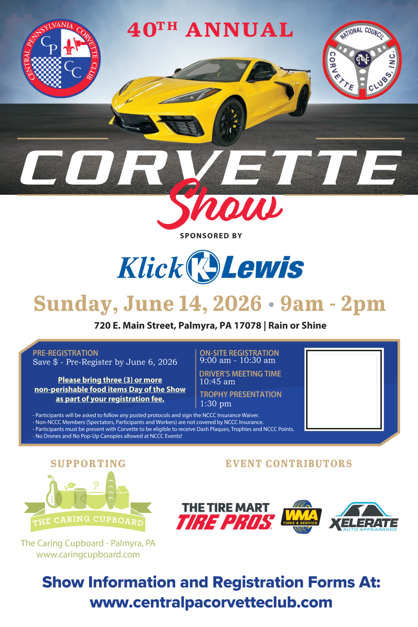 CPCC 2026 Klick-Lewis Show - Central PA Corvette Club